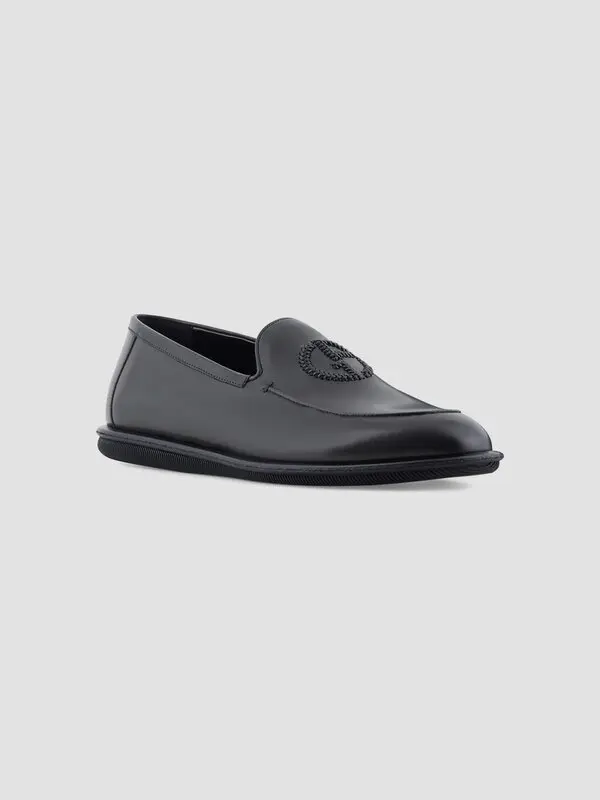 Giorgio Armani Logo Vintage Leather Slip-on Loafers
