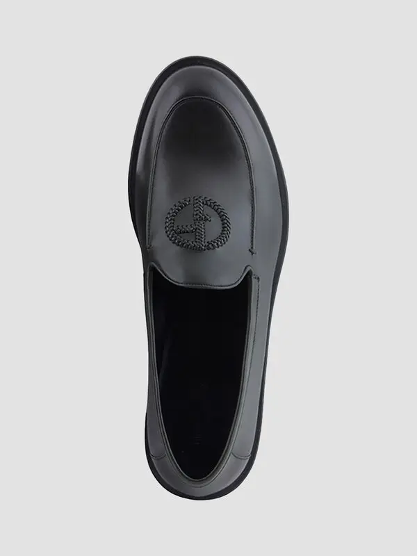 Giorgio Armani Logo Vintage Leather Slip-on Loafers