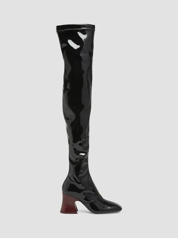 Chloé Janis 80mm Patent Leather Over-the-knee Boots - Black