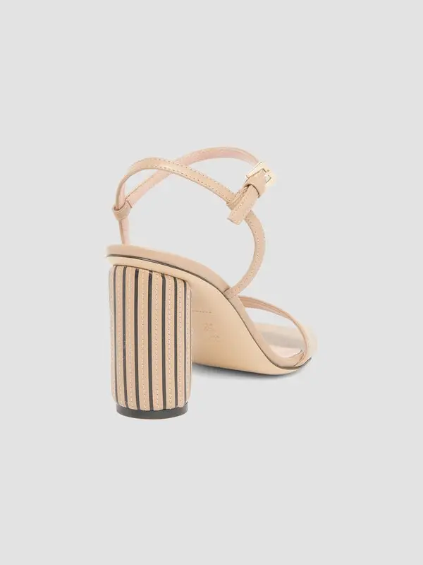 POLLINI Sunset 85mm Leather Sandals - Sand Black