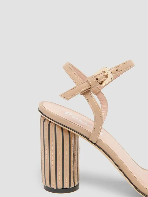 POLLINI Sunset 85mm Leather Sandals - Sand Black