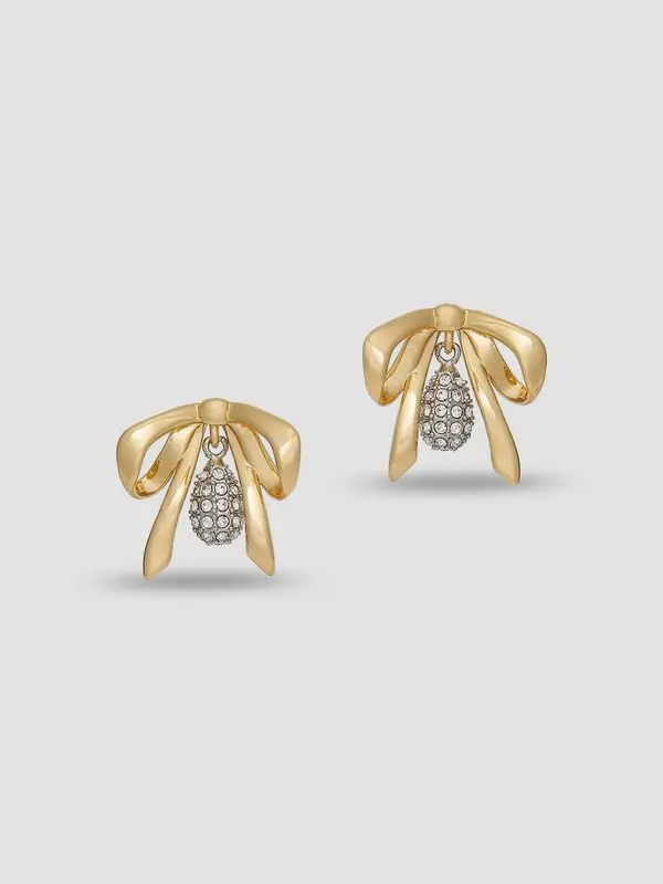 Lele Sadoughi Dainty Pavé Bow 14k-gold-plated & Drop Earrings - Crystal