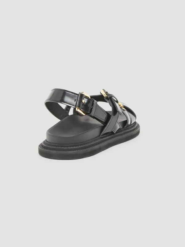 Moschino Logo Leather Sandals - Black