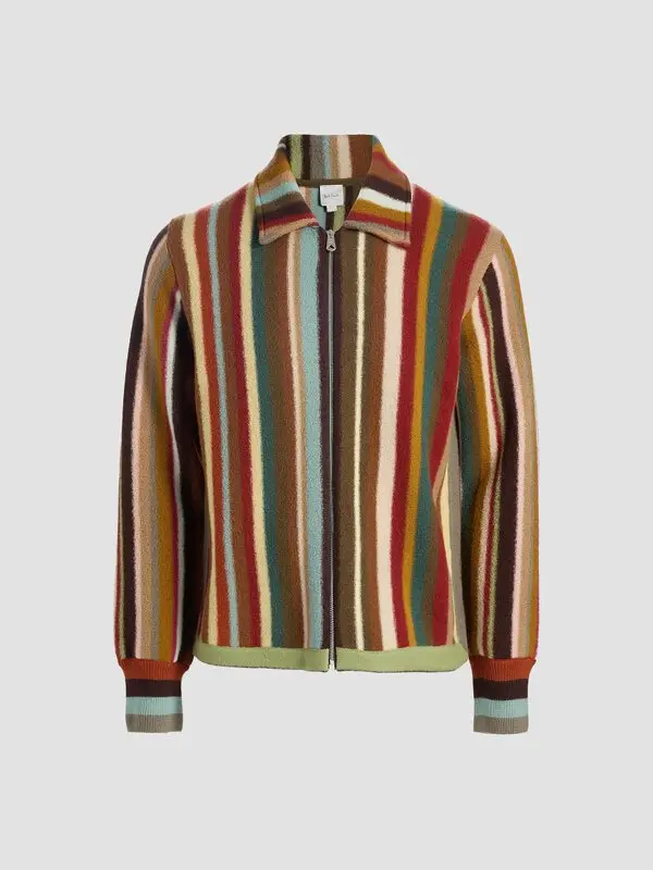 Paul Smith Striped Wool Zip-front Cardigan