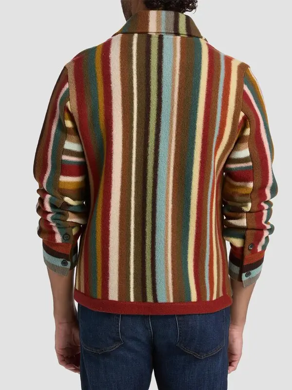 Paul Smith Striped Wool Zip-front Cardigan