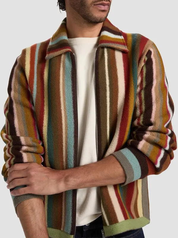 Paul Smith Striped Wool Zip-front Cardigan