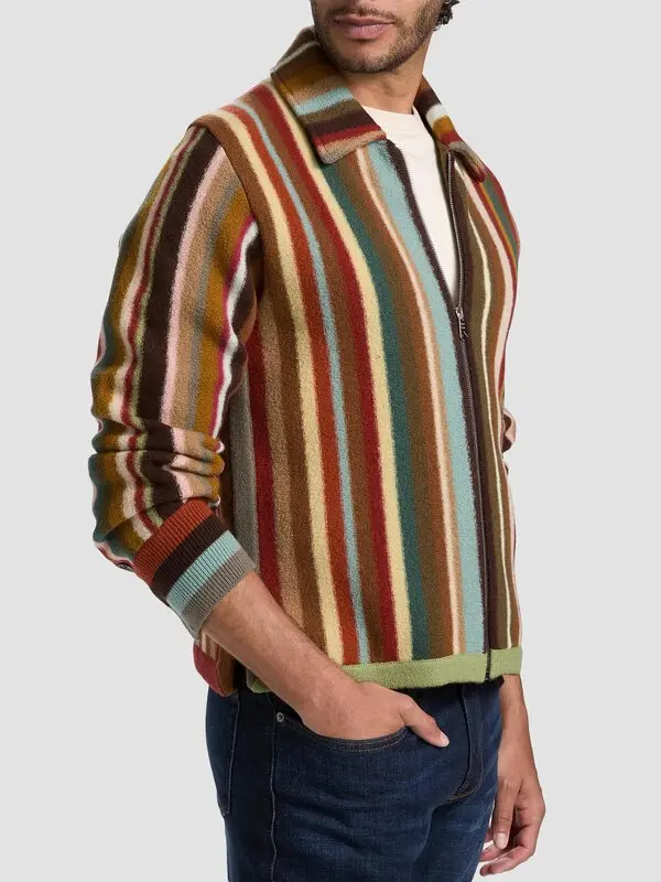 Paul Smith Striped Wool Zip-front Cardigan