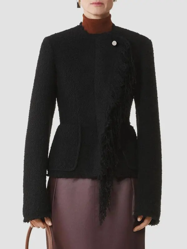 LANVIN Asymmetrical Jacket In Boucle Wool