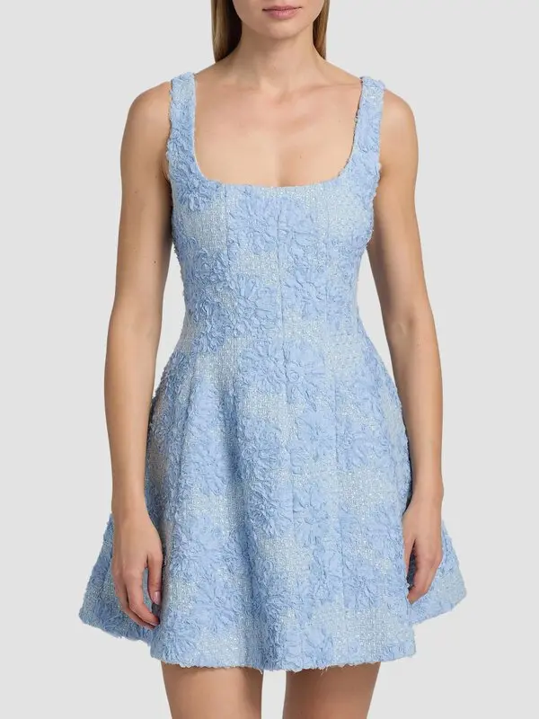 MILLY Minna Flower Appliqué Tweed Minidress