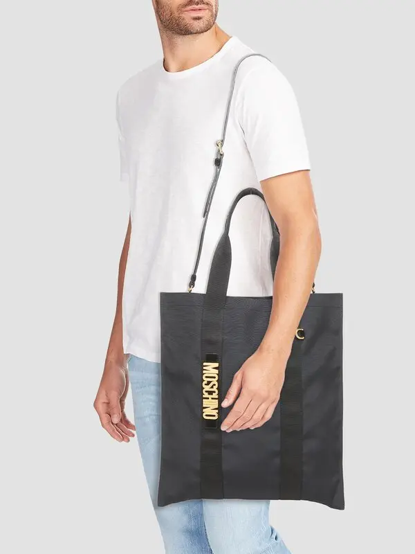 Moschino Logo Hardware Canvas Tote Bag