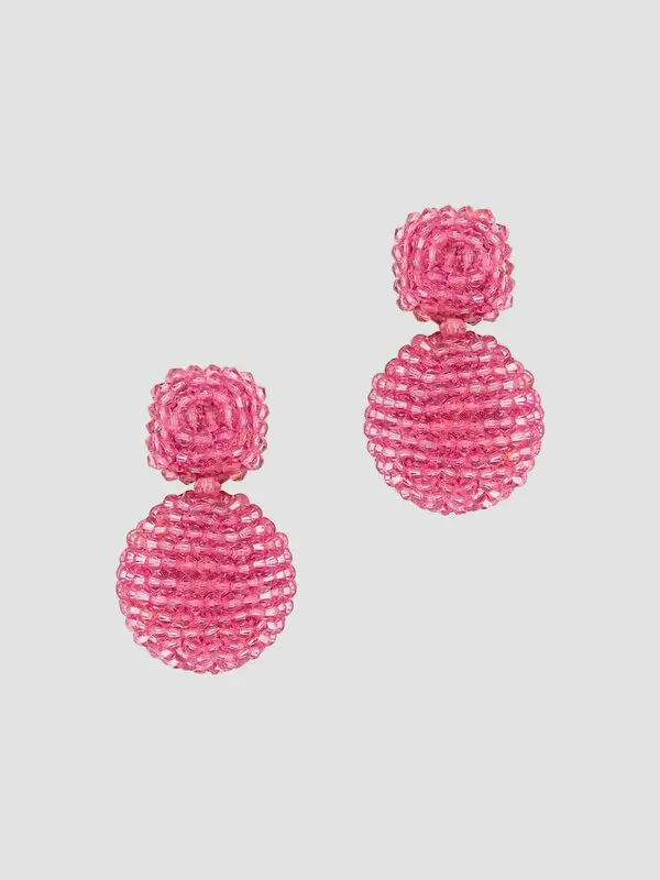 Oscar De La Renta Round Beaded Drop Earrings - Rose
