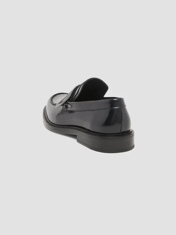 Moschino Logo Leather Slip-on Loafers