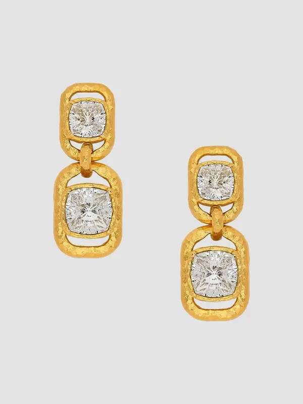 Oscar De La Renta 24k-gold-plated Brass & Glass Double Drop Earrings - Crystal