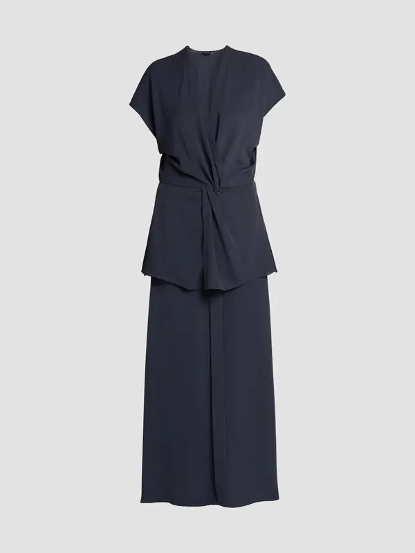 Giorgio Armani Twist Silk Layered Maxi Dress - Graphite