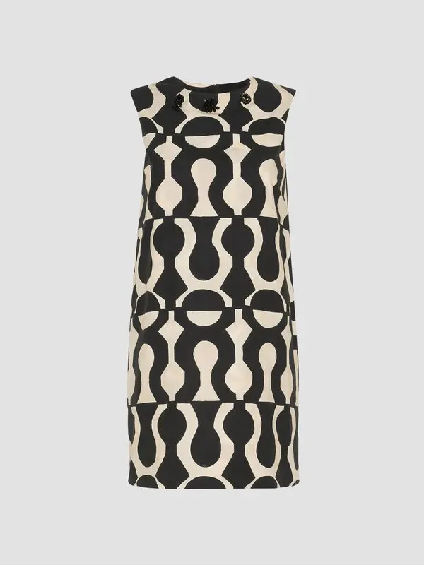 Max Mara Printed Cotton Poplin Dress - Black Multi