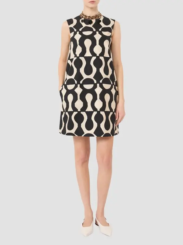 Max Mara Printed Cotton Poplin Dress - Black Multi