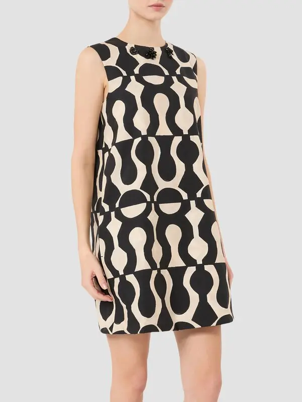 Max Mara Printed Cotton Poplin Dress - Black Multi