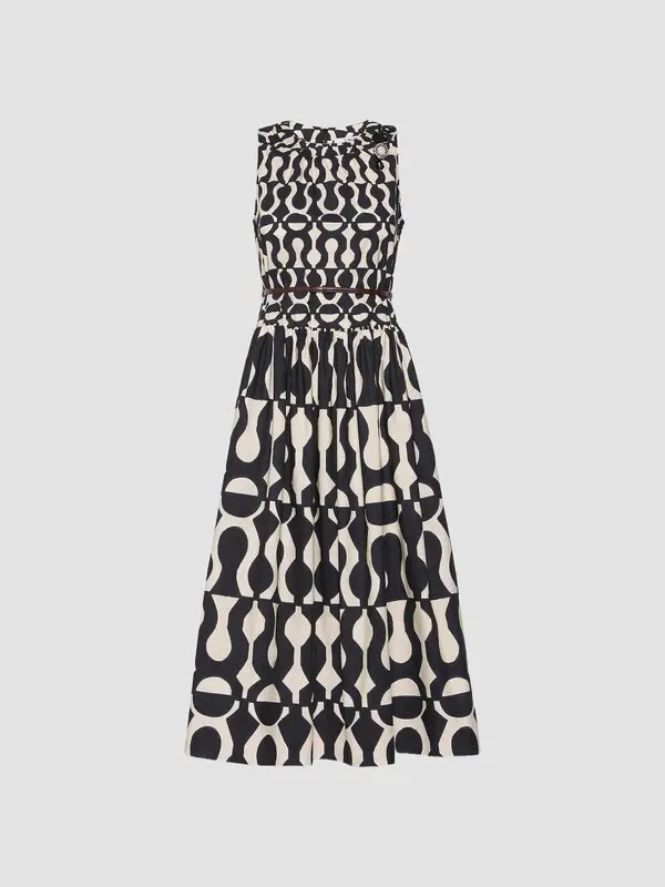 Max Mara Printed Cotton Poplin Dress - Black