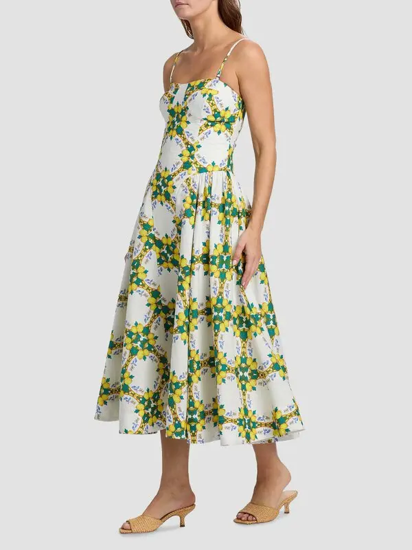 MILLY Livna Lemon Lattice Midi-dress