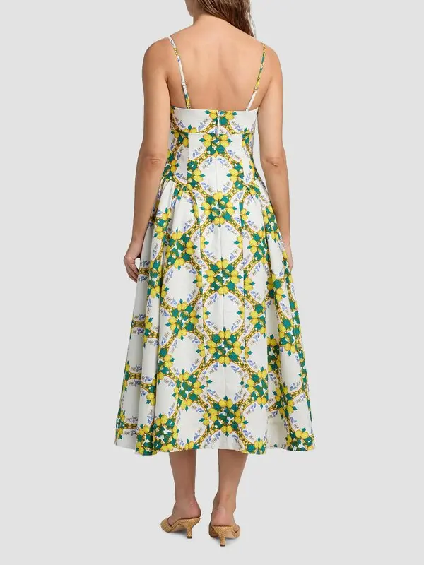 MILLY Livna Lemon Lattice Midi-dress