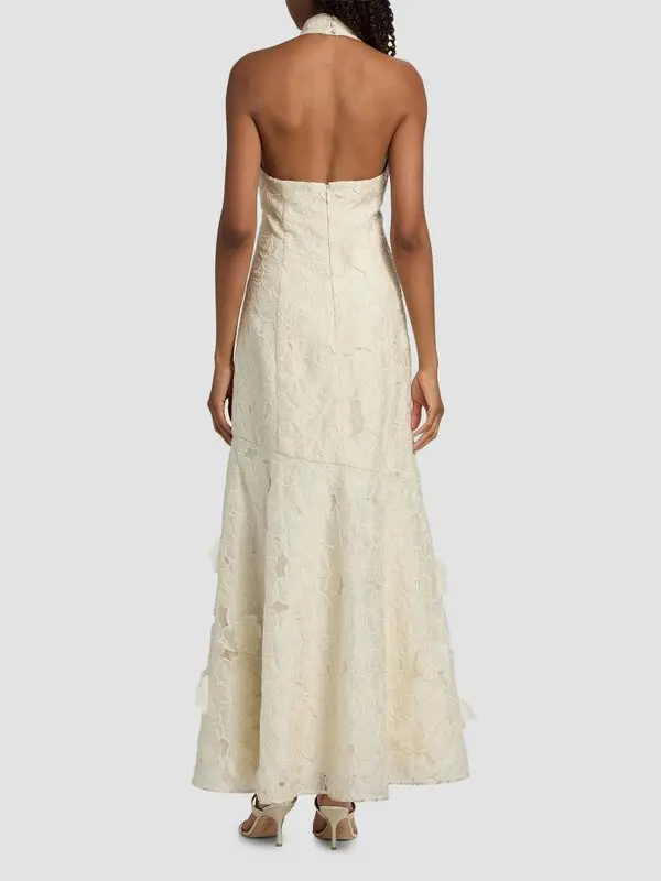 MILLY Josefina Halterneck Embroidered Maxi Dress