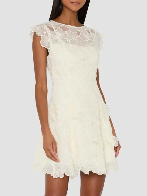MILLY Myla 3d Floral-embroidered Minidress