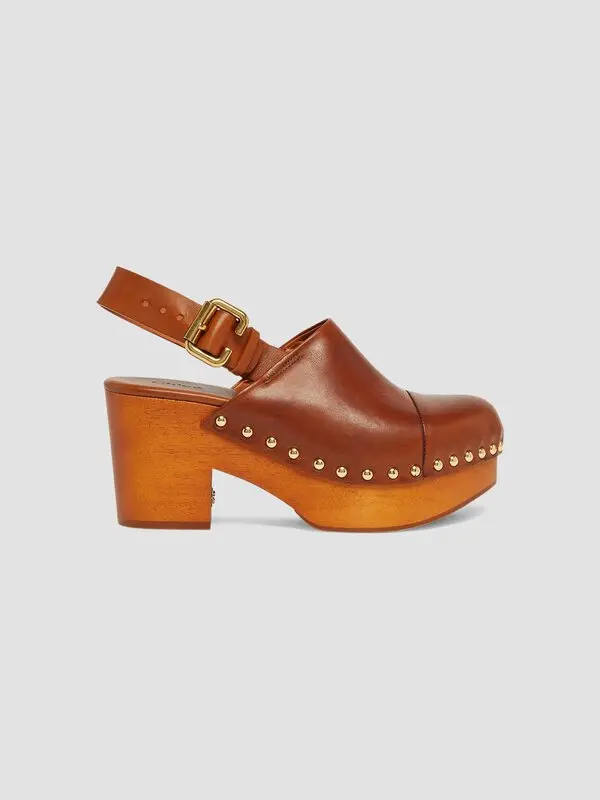 Chloé Jeannette 80mm Leather Platform Clogs