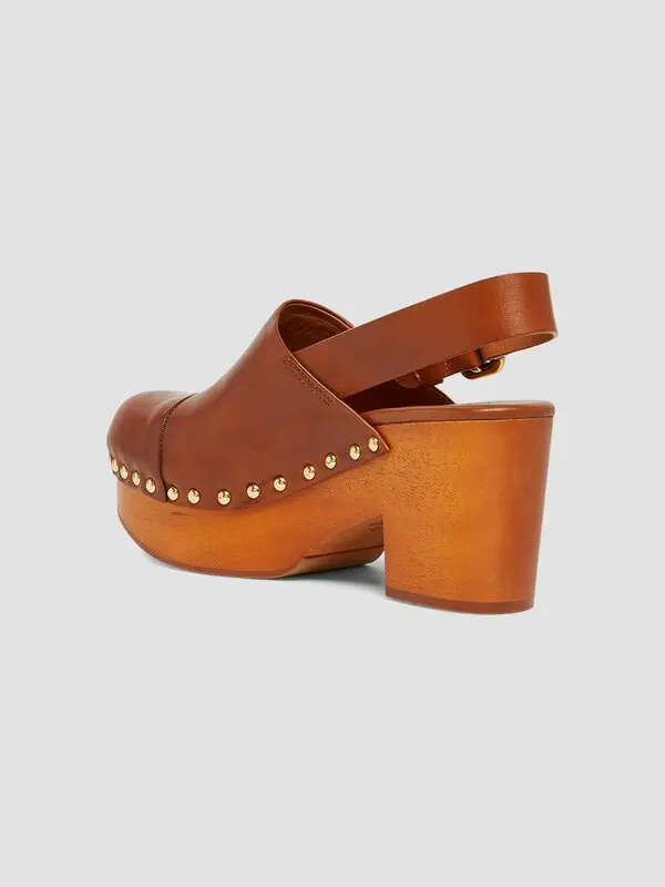 Chloé Jeannette 80mm Leather Platform Clogs