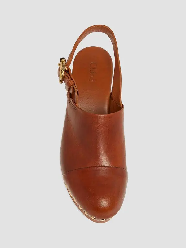 Chloé Jeannette 80mm Leather Platform Clogs