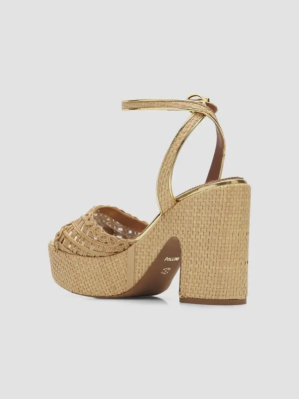 POLLINI 110mm Raffia Platform Sandals