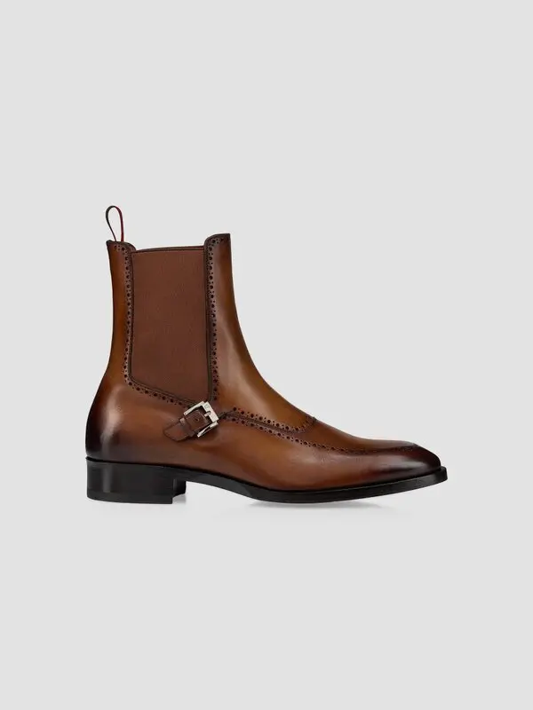 CHRISTIAN LOUBOUTIN Sartosea Patinated Leather Chelsea Booties