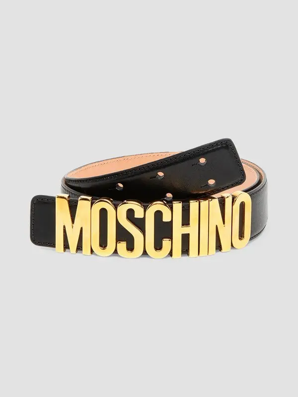 Moschino Logo Hardware Leather Belt - Black