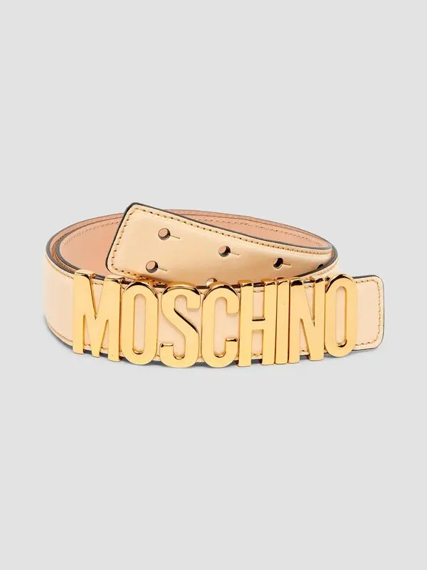 Moschino Logo Hardware Leather Belt - Sand