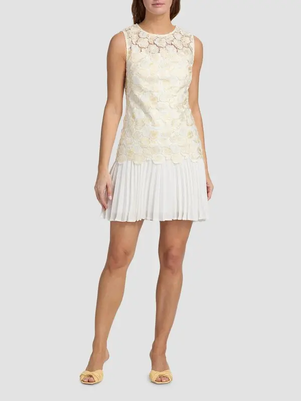 MILLY Maggie Embroidered Pleated Minidress