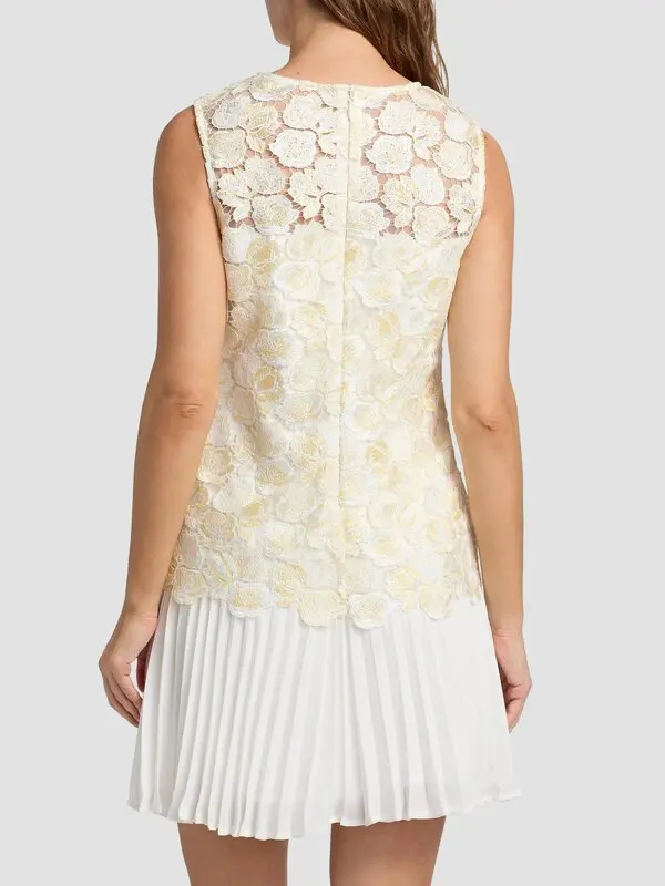 MILLY Maggie Embroidered Pleated Minidress