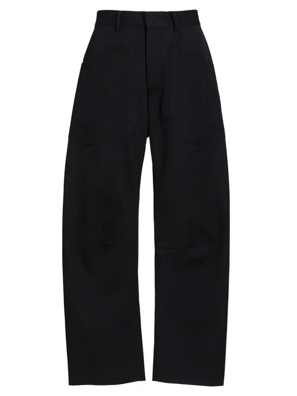 NILI LOTAN Shon Wool Barrel-leg Pants - Black