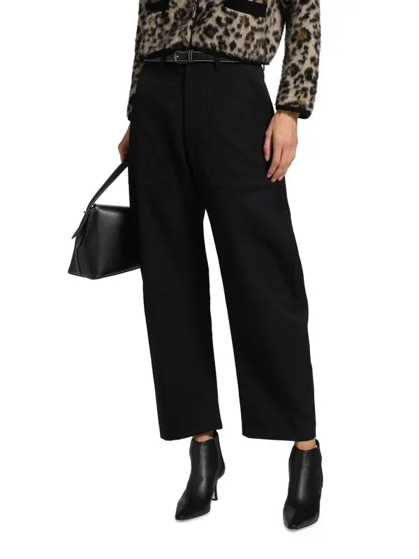 NILI LOTAN Shon Wool Barrel-leg Pants - Black