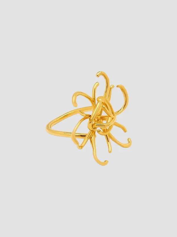 Oscar De La Renta O Wire Flower 24k--plated Brass Ring