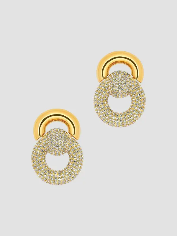 Oscar De La Renta 24k-gold-plated Brass & Rhinestone Drop Earrings - Crystal