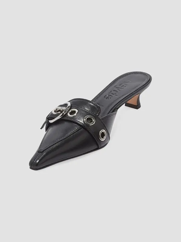 AeydĒ Danielle Leather 35mm Kitten Mule Pumps