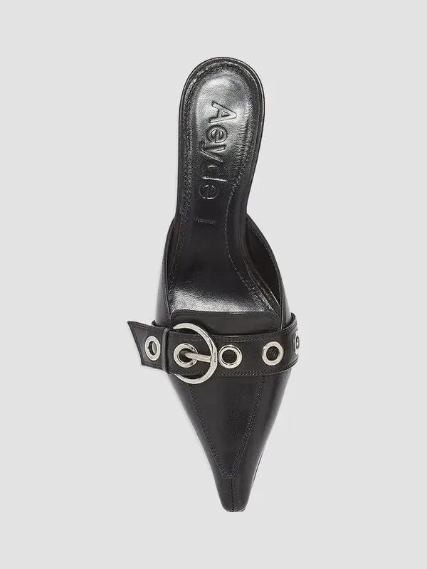 AeydĒ Danielle Leather 35mm Kitten Mule Pumps