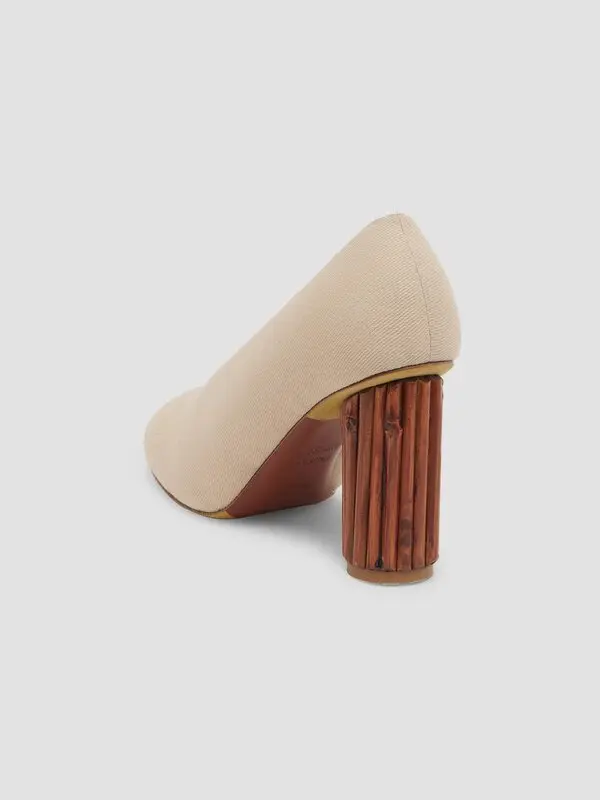 Moschino Round Toe Cotton Pumps