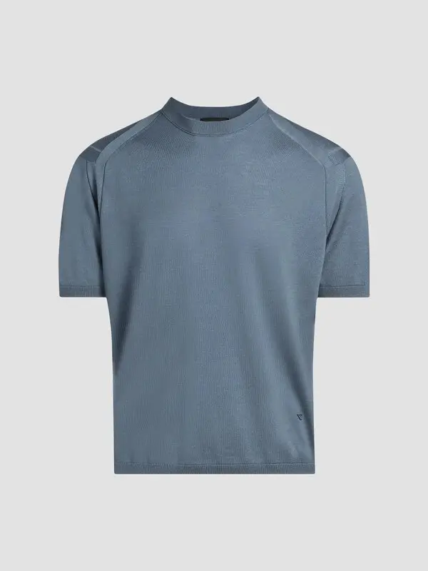 Emporio Armani Wool-silk Short-sleeve Crewneck Sweater