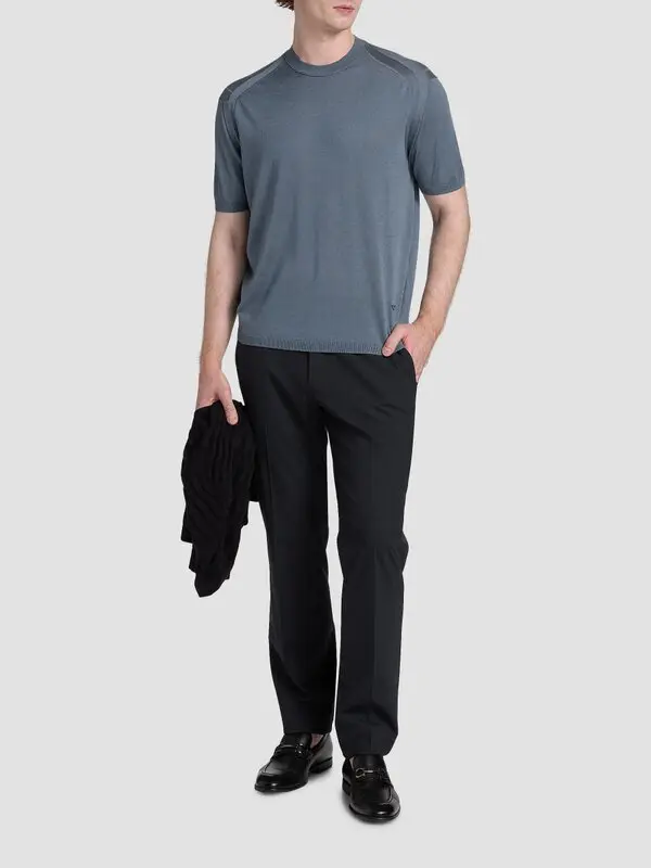 Emporio Armani Wool-silk Short-sleeve Crewneck Sweater
