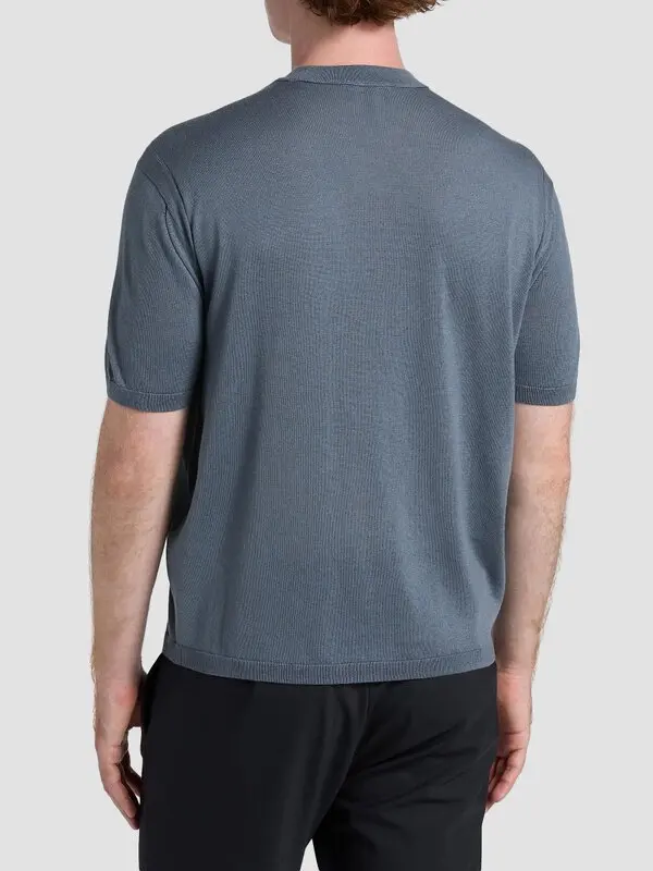 Emporio Armani Wool-silk Short-sleeve Crewneck Sweater