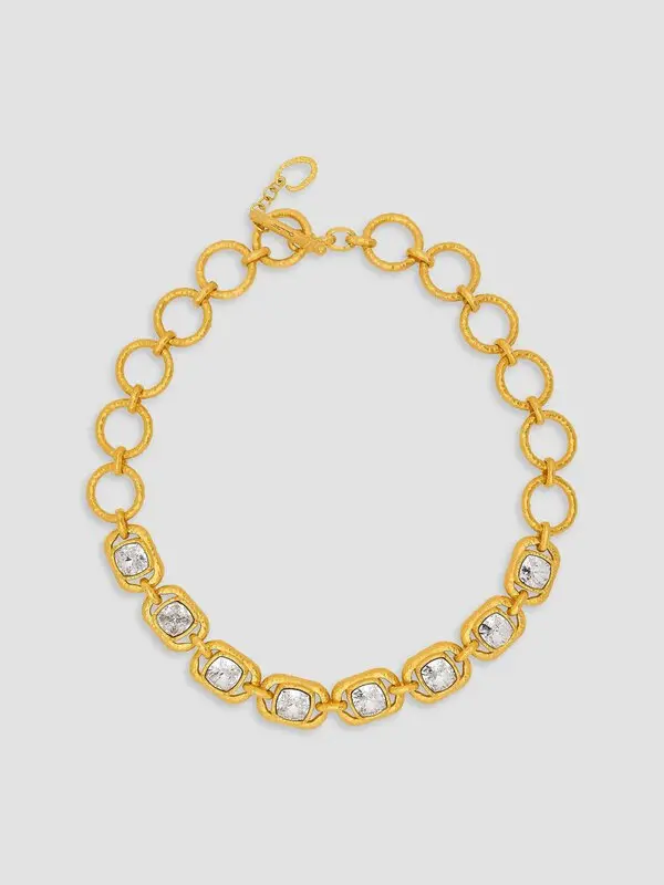 Oscar De La Renta 24k-gold-plated Brass & Glass Necklace - Crystal