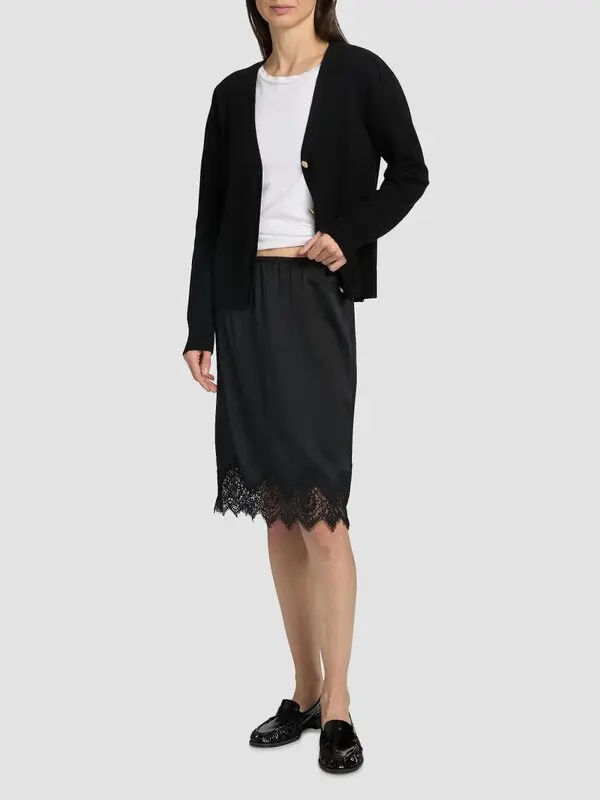 NILI LOTAN Thea Silk Lace-hem Skirt