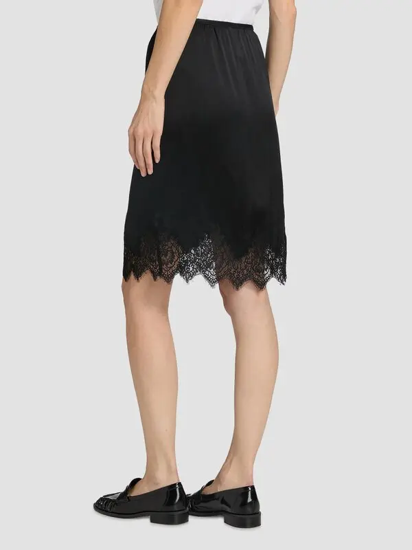 NILI LOTAN Thea Silk Lace-hem Skirt