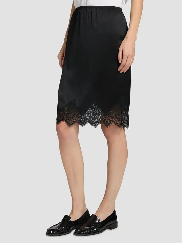 NILI LOTAN Thea Silk Lace-hem Skirt