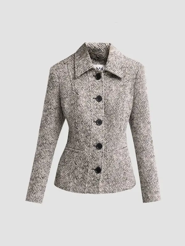 MILLY Esme Herringbone Structured Jacket